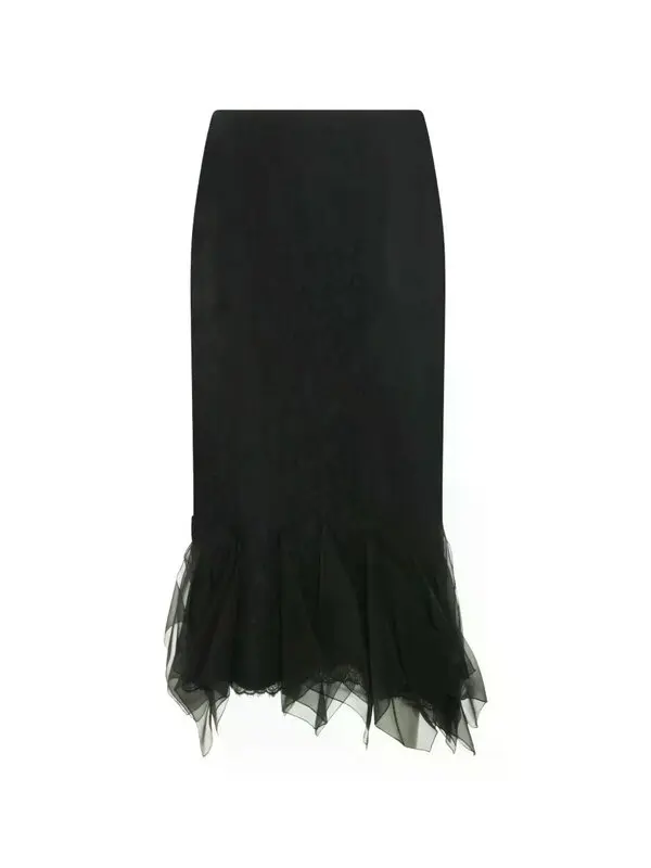 Valentino Garavani Silk Ruffled Skirt - Black