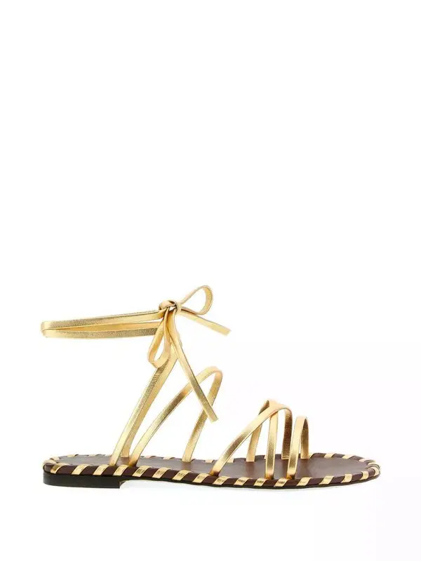 GIANVITO ROSSI Nappa Tie Sandals - Gold
