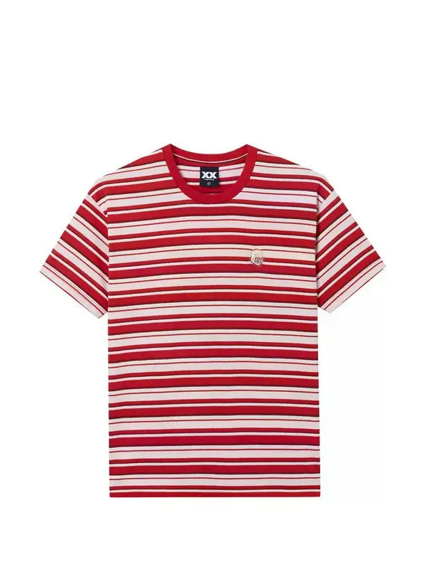FINGERCROXX Striped Round-neck T-shirt - Red