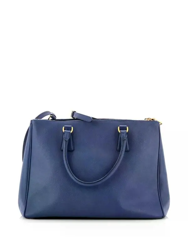 Prada Double Zip Lux Saffiano Leather Medium Tote Bag - Blue