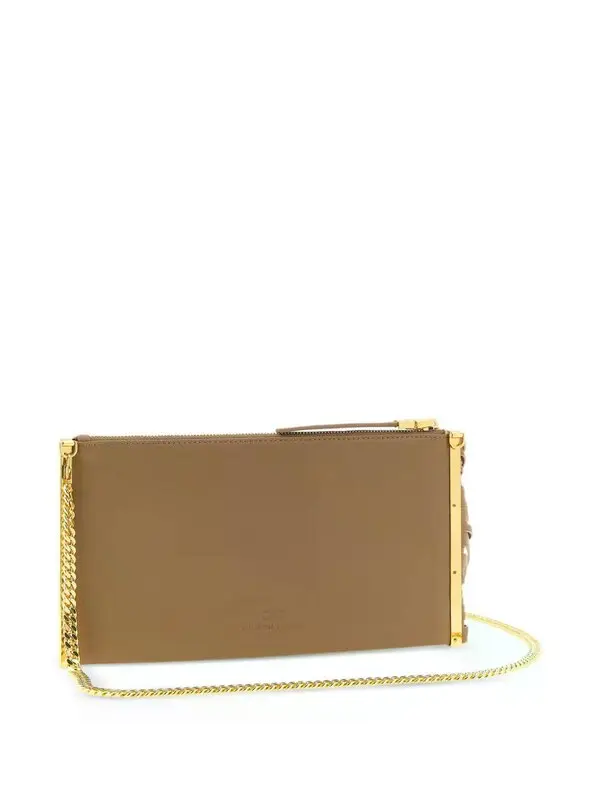 Elisabetta Franchi Leather Clutch With Fringed Detailing - Neutrals