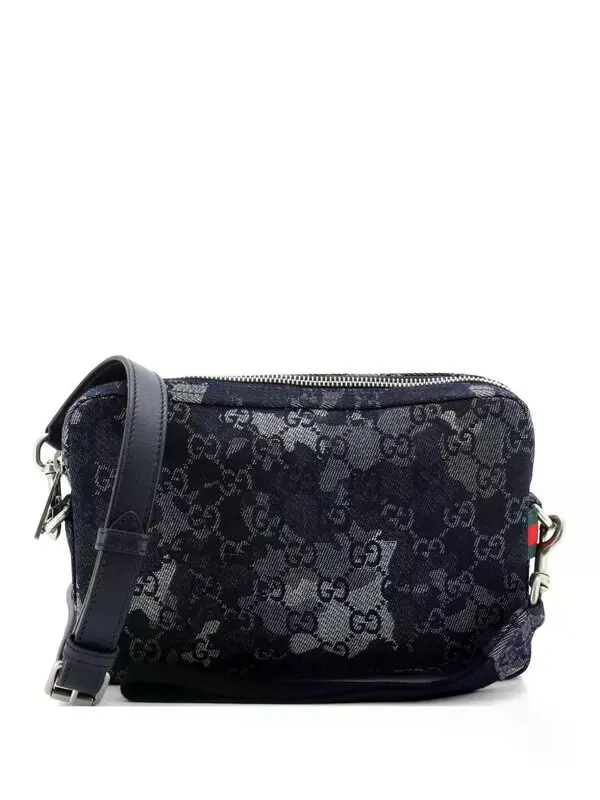 Gucci Convertible Camouflage Gg Denim Crossbody Bag - Blue