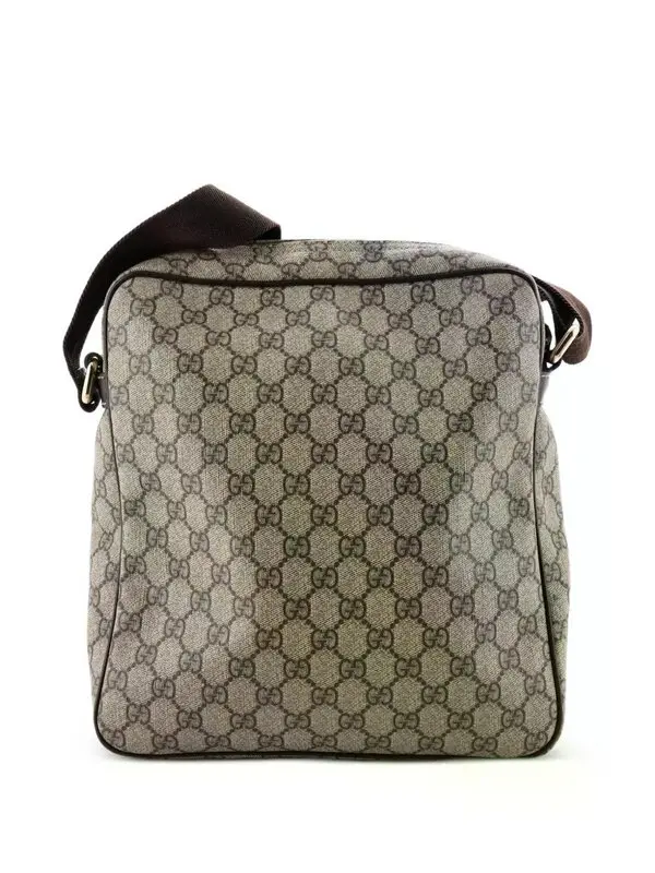 Gucci Front Zip Messenger Gg Coated Canvas Medium Crossbody Bag - Brown