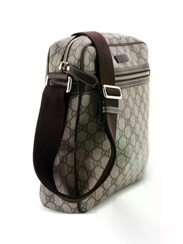 Gucci Front Zip Messenger Gg Coated Canvas Medium Crossbody Bag - Brown