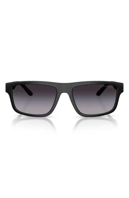 Emporio Armani 57mm Gradient Rectangular Sunglasses - Matte Black/grey Gradient
