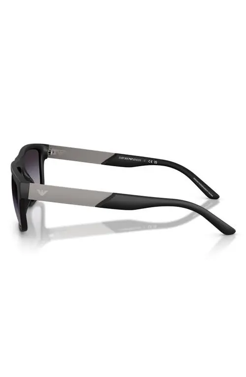Emporio Armani 57mm Rectangular Sunglasses - Matte Black/grey Gradient