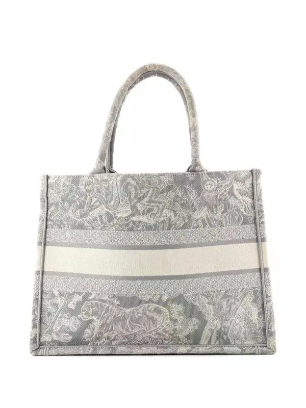 Dior Embroidered Canvas Medium Tote Bag - Grey