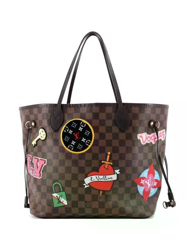 LOUIS VUITTON Neverfull Nm Limited Edition Patches Monogram Canvas Mm Tote Bag - Brown