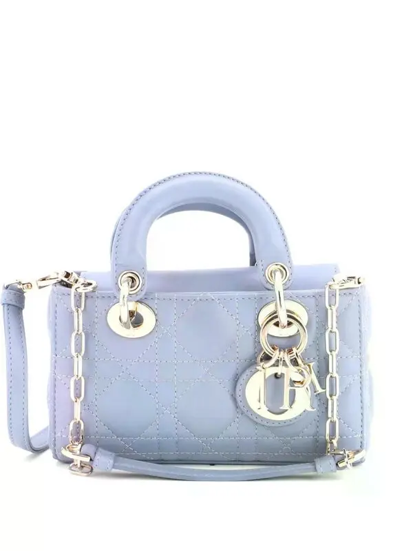 Dior Lady D-joy Cannage Quilt Lambskin Micro Satchel - Blue