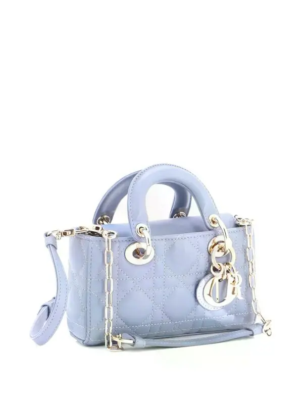 Dior Lady D-joy Cannage Quilt Lambskin Micro Satchel - Blue