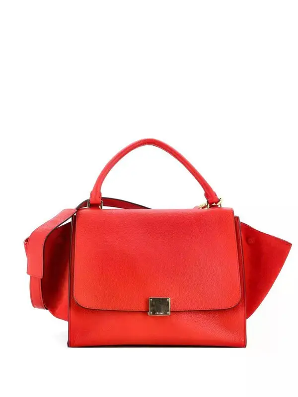 Celine Trapeze Bag Leather Medium Satchel - Red