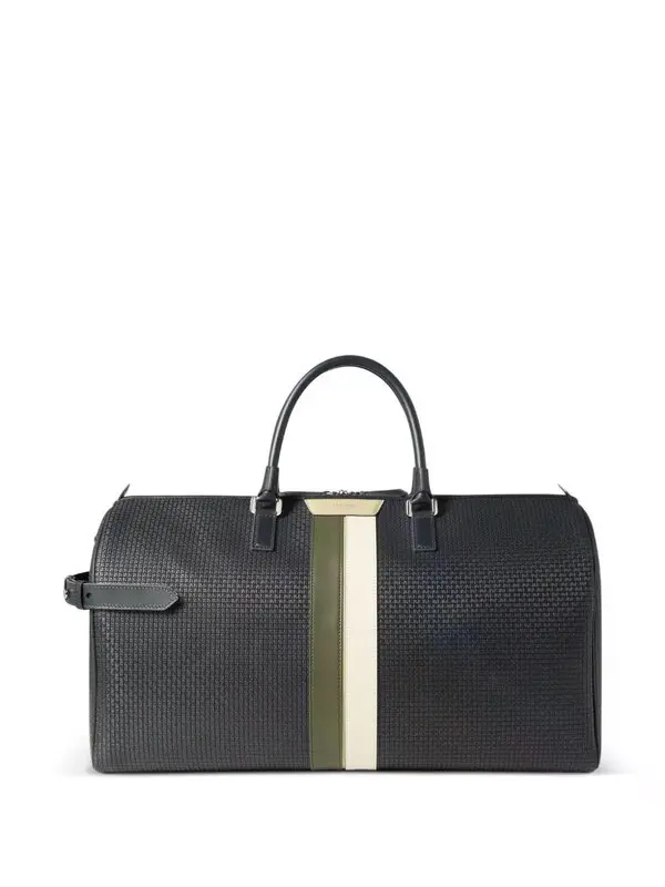 SERAPIAN Striped Leather Holdall - Grey