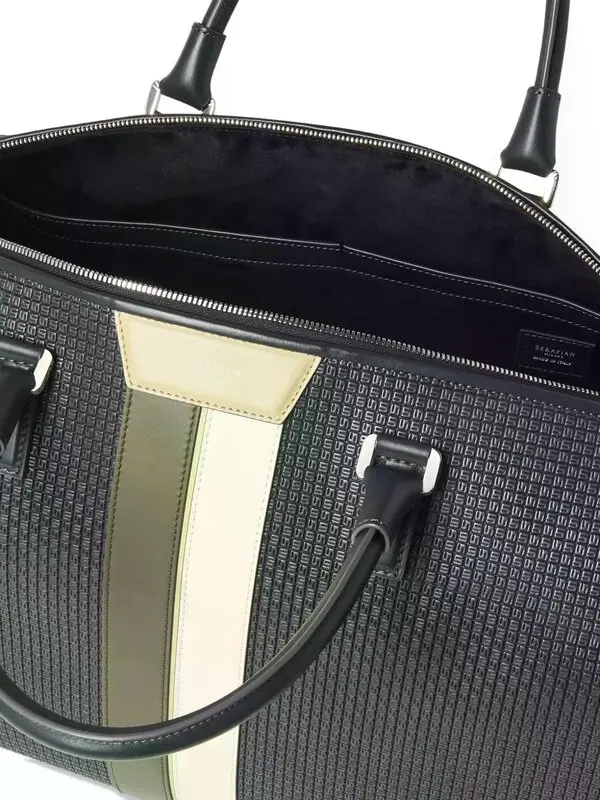 SERAPIAN Striped Leather Holdall