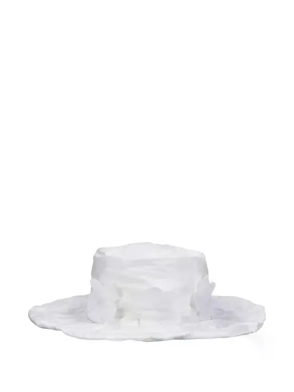 SCHA Floral-appliqué Hat - White
