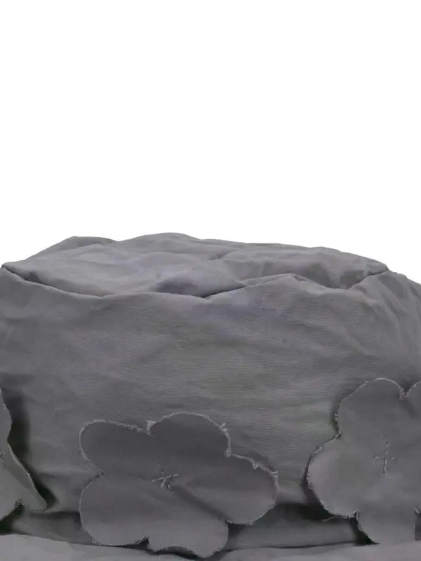 SCHA Flower Appliqué Wide Brim Hat - Grey