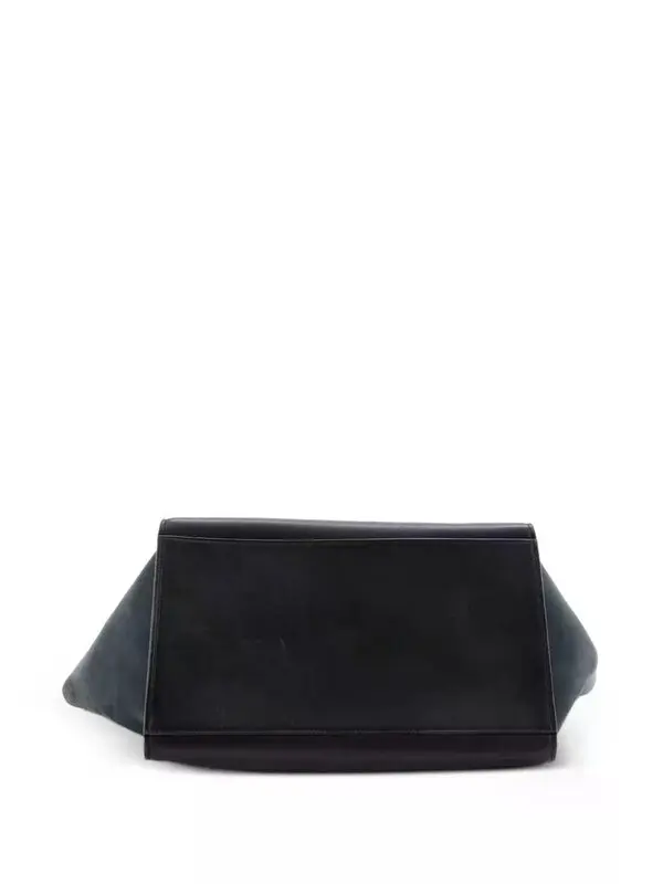 Celine Trapeze Crocodile Embossed Nubuck Medium Shoulder Bag - Black