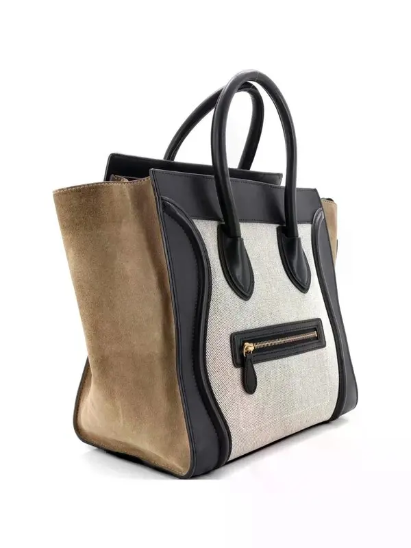 Celine Luggage Bag Canvas And Leather Micro Tote - Neutrals