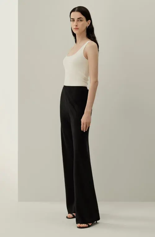 Lilysilk Bias Cut Straight Leg Silk Trousers - Black