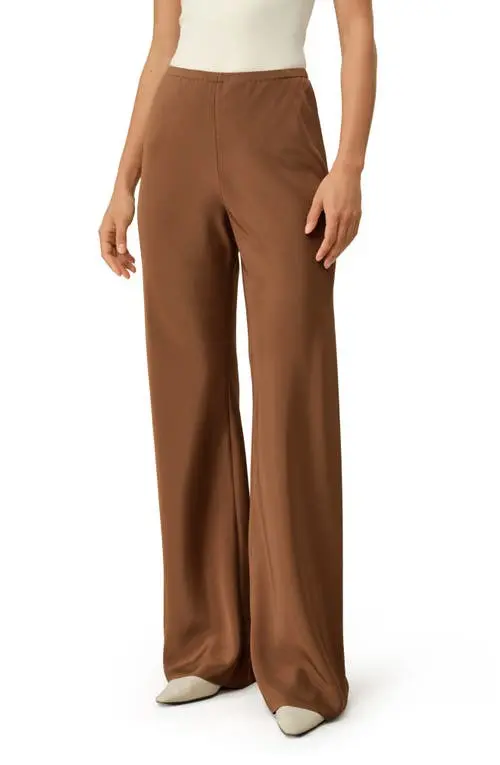 Lilysilk Bias Cut Straight Leg Silk Trousers - Espresso