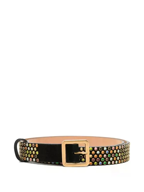Roberto Cavalli Strass Leather Belt - Black