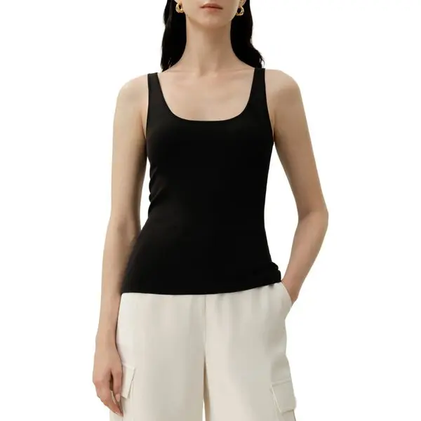 Lilysilk Milano Knit Silk Viscose Tank Top - Black