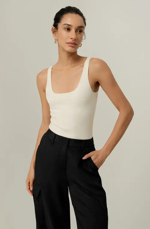 Lilysilk Milano Knit Silk Viscose Tank Top - White