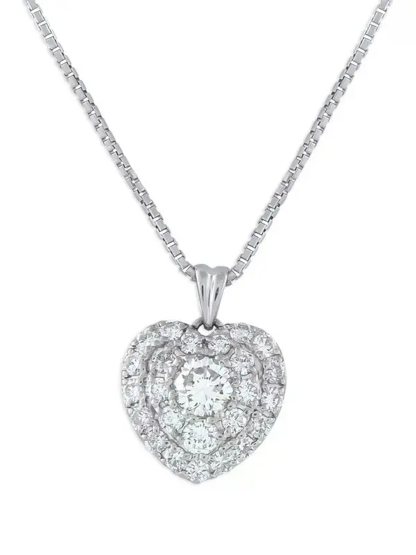 LB EXCLUSIVE Platinum Diamond Heart Pendant Necklace - Silver