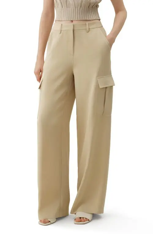 Lilysilk Silk Crepe Cargo Pants - Dune