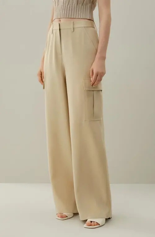 Lilysilk Silk Crepe Cargo Pants - Dune