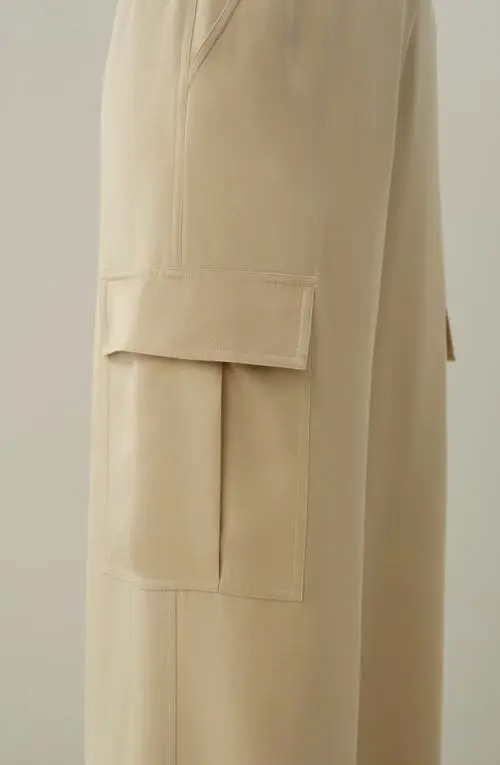 Lilysilk Silk Crepe Cargo Pants - Dune