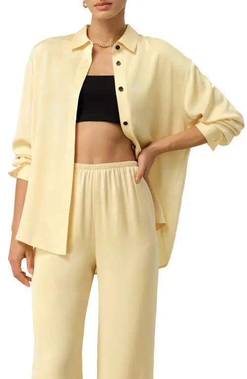 Lilysilk Stretch Double Georgette Oversized Shirt - Butter