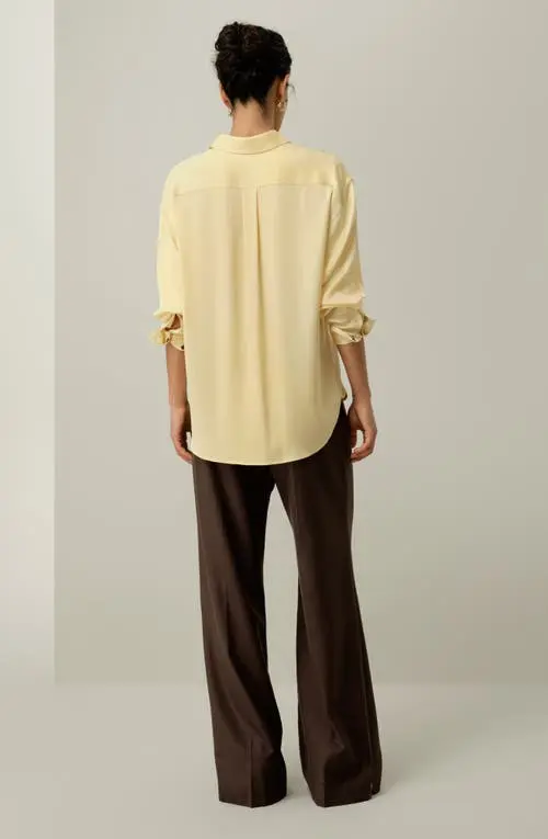 Lilysilk Stretch Double Georgette Oversized Shirt - Butter