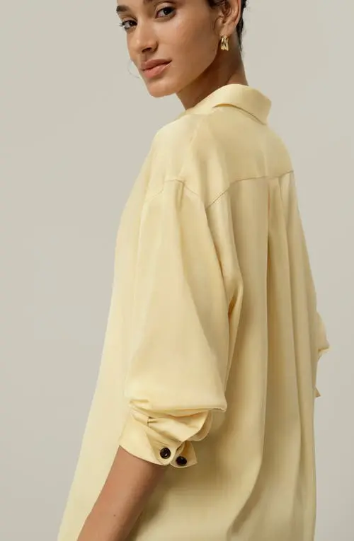 Lilysilk Stretch Double Georgette Oversized Shirt - Butter