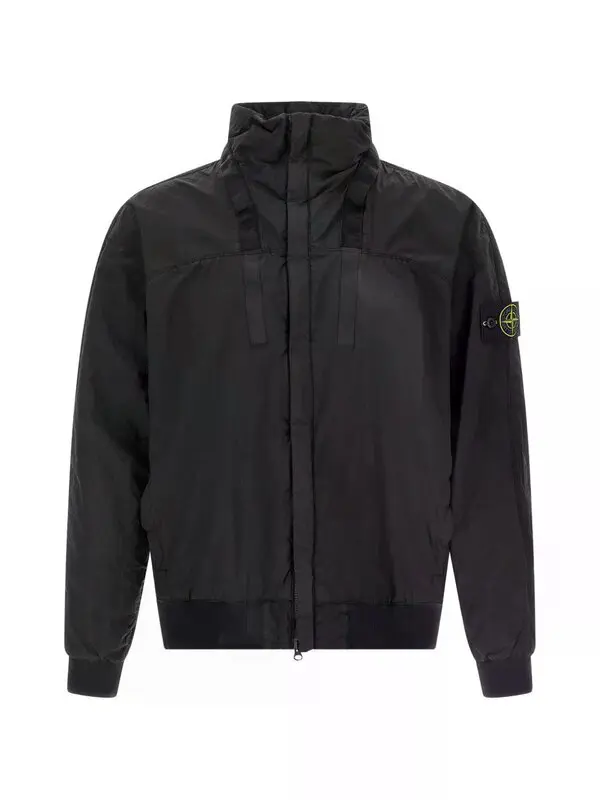 Stone Island Ribbed Metallic Nylon Bomber Jacket - Black