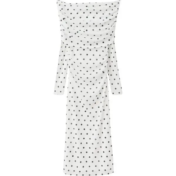 Mango Nevado Dot Off-the-shoulder Midi Dress - White