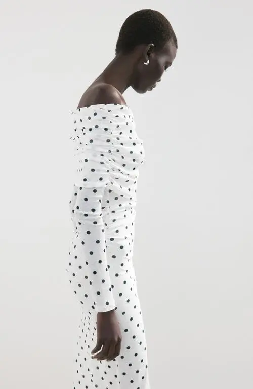 Mango Nevado Dot Off-the-shoulder Midi Dress