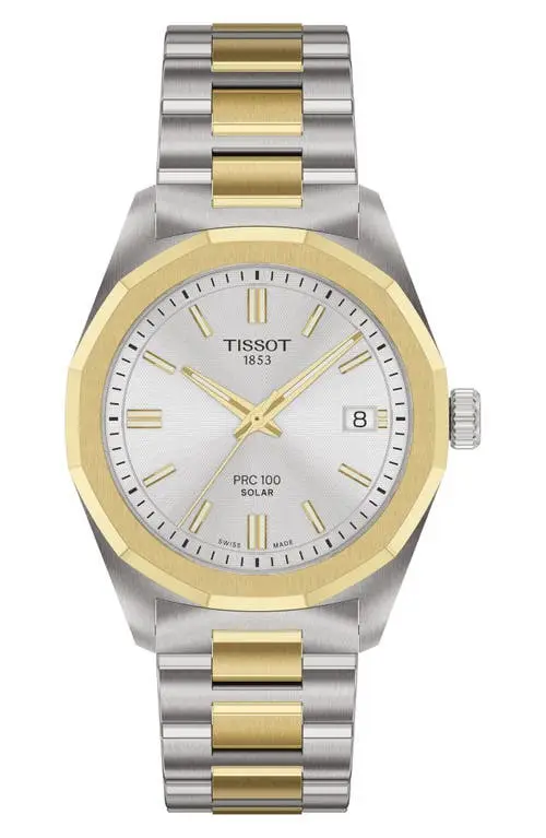 TISSOT Prc 100 Solar Two-tone Bracelet Watch - Silver