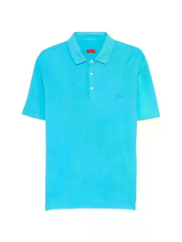Isaia Embroidered-detail Polo Shirt - Blue