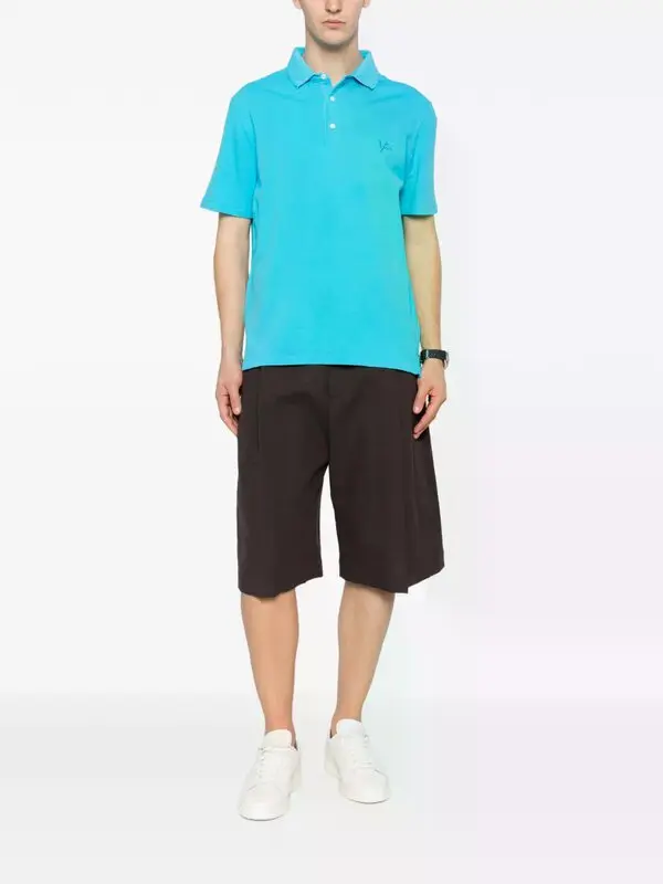 Isaia Embroidered-detail Polo Shirt - Blue