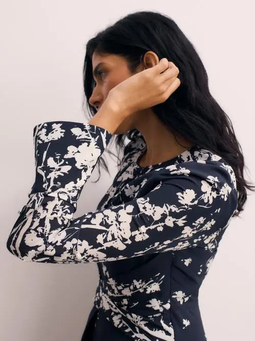 The Fold Rosiare Floral Print Silk Crepe De Chine Dress