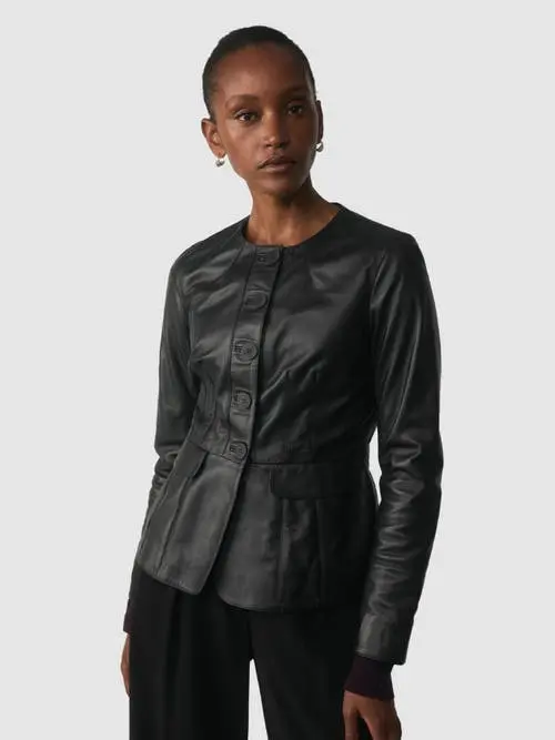 The Fold Ginevra Leather Jacket - Black