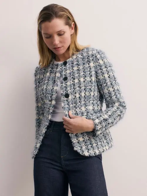 The Fold Sunbury Tweed Jacket - Navy