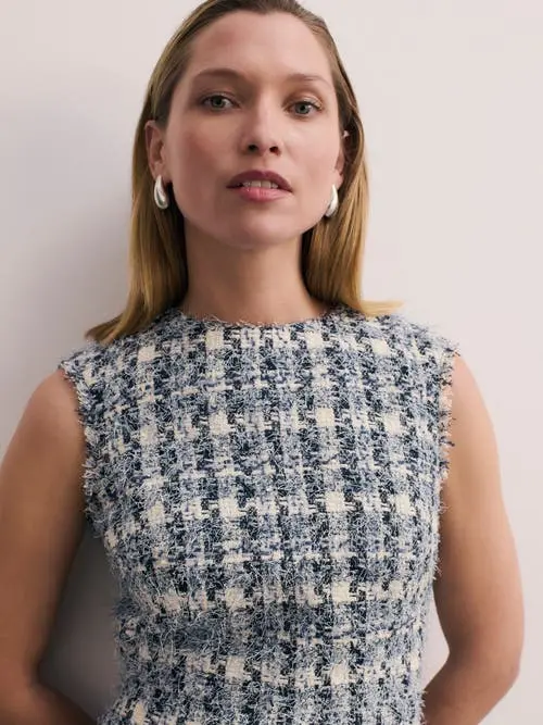 The Fold Tureen Tweed Midi Fit And Flare Dress