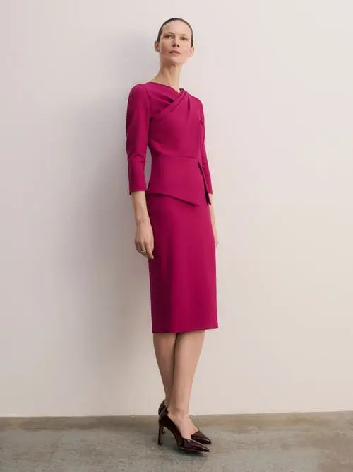 The Fold Alina Peplum Midi Dress