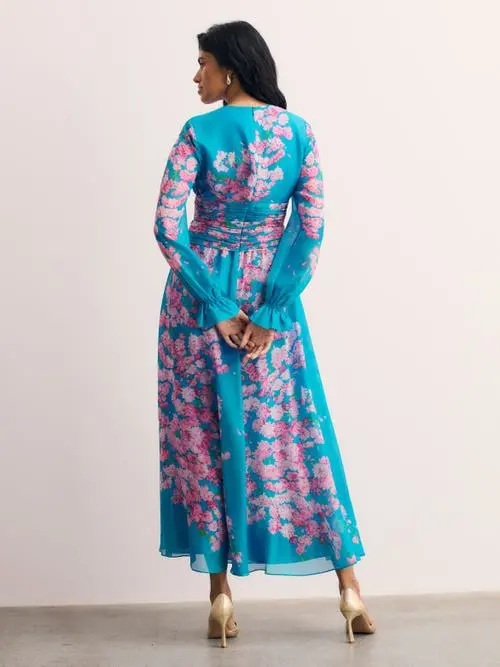 The Fold Portofino Silk Chiffon Maxi Dress