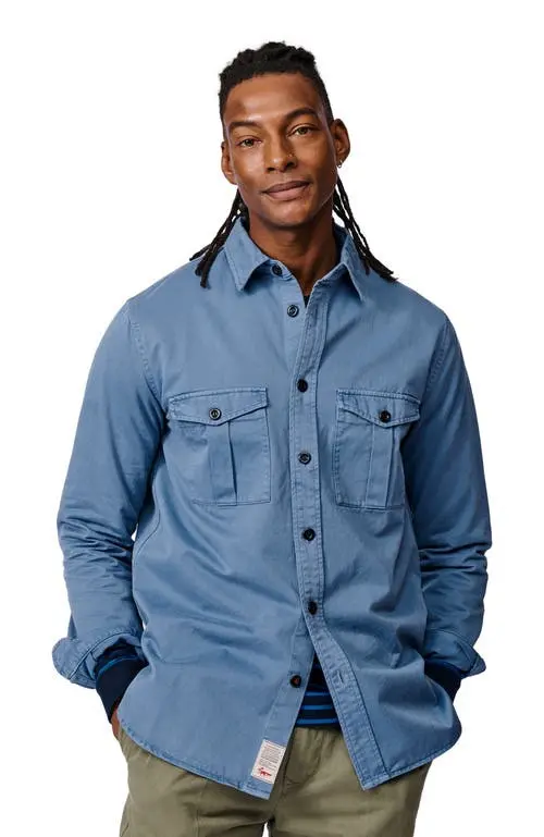 AUBIN Cole Long Sleeve Twill Overshirt - Blue