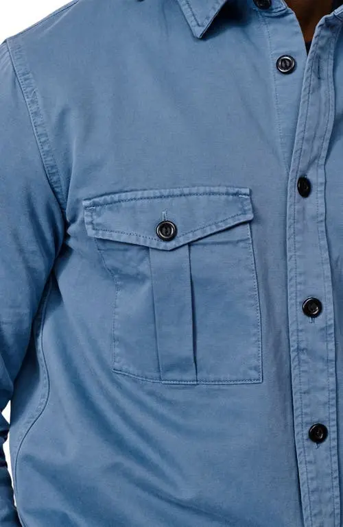 AUBIN Cole Long Sleeve Twill Overshirt - Blue