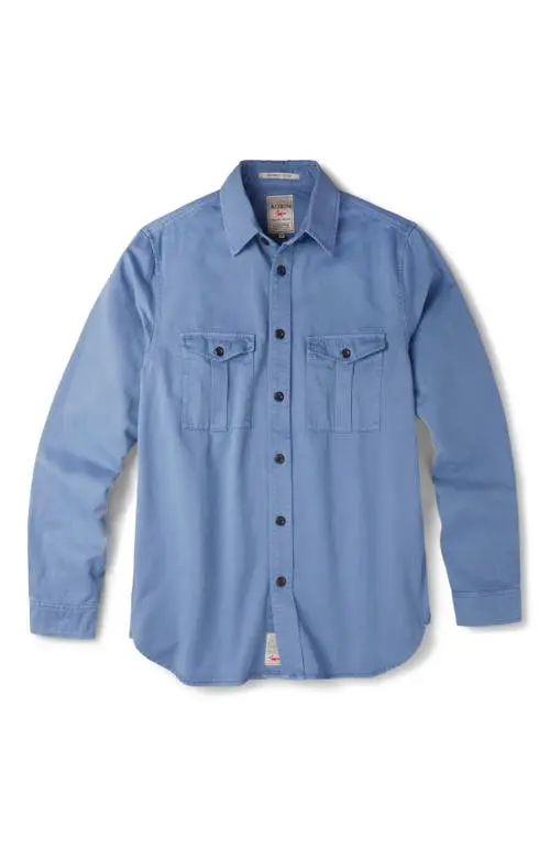 AUBIN Cole Long Sleeve Twill Overshirt - Blue