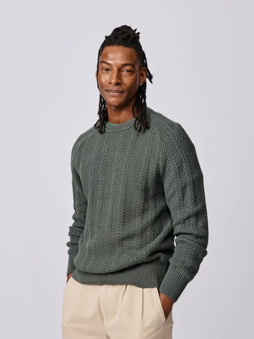 AUBIN Montrose Textured Crew Neck Jumper - Dark Khaki