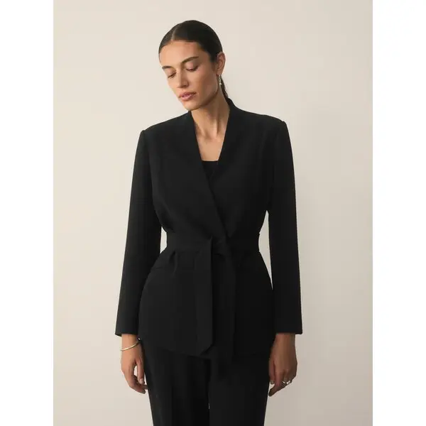 The Fold Selsey Doppio Crepe Blazer - Black